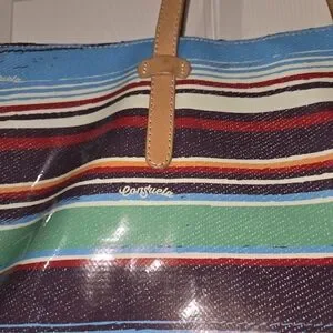 Consuela | Bags | Consuela Multicolor Striped Tote With Tan Handles ...